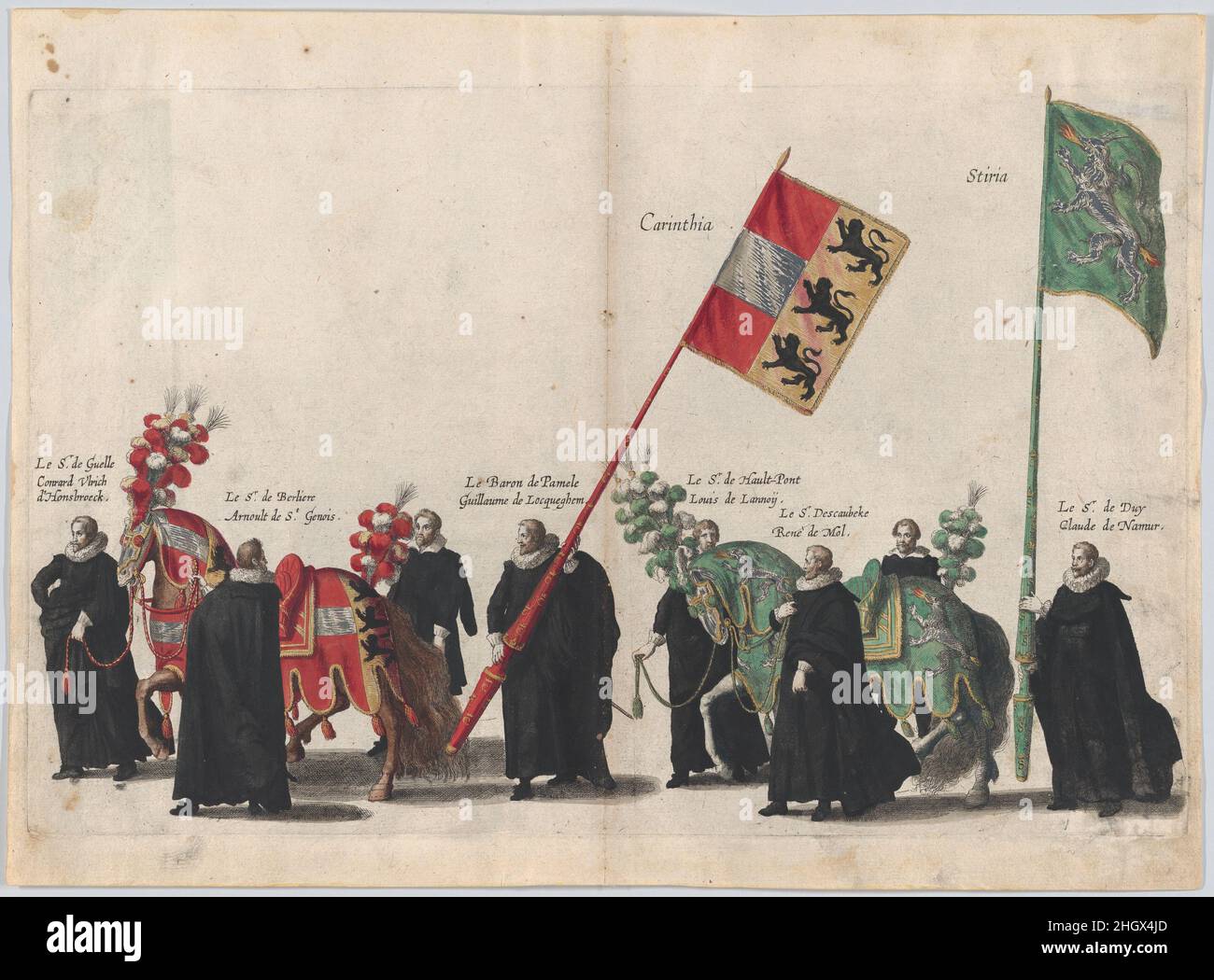 Plate 44: Men with heraldic flags and horses from Carinthia and Styria ...