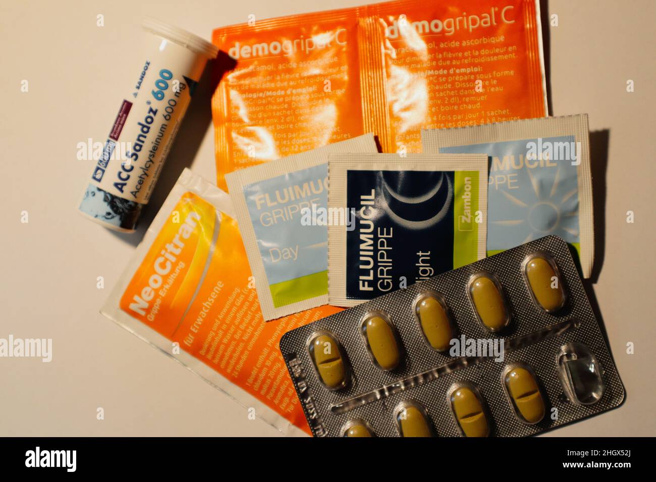 Berne, Switzerland 05. January 2022: Fever, Flu and Cold Medication ...