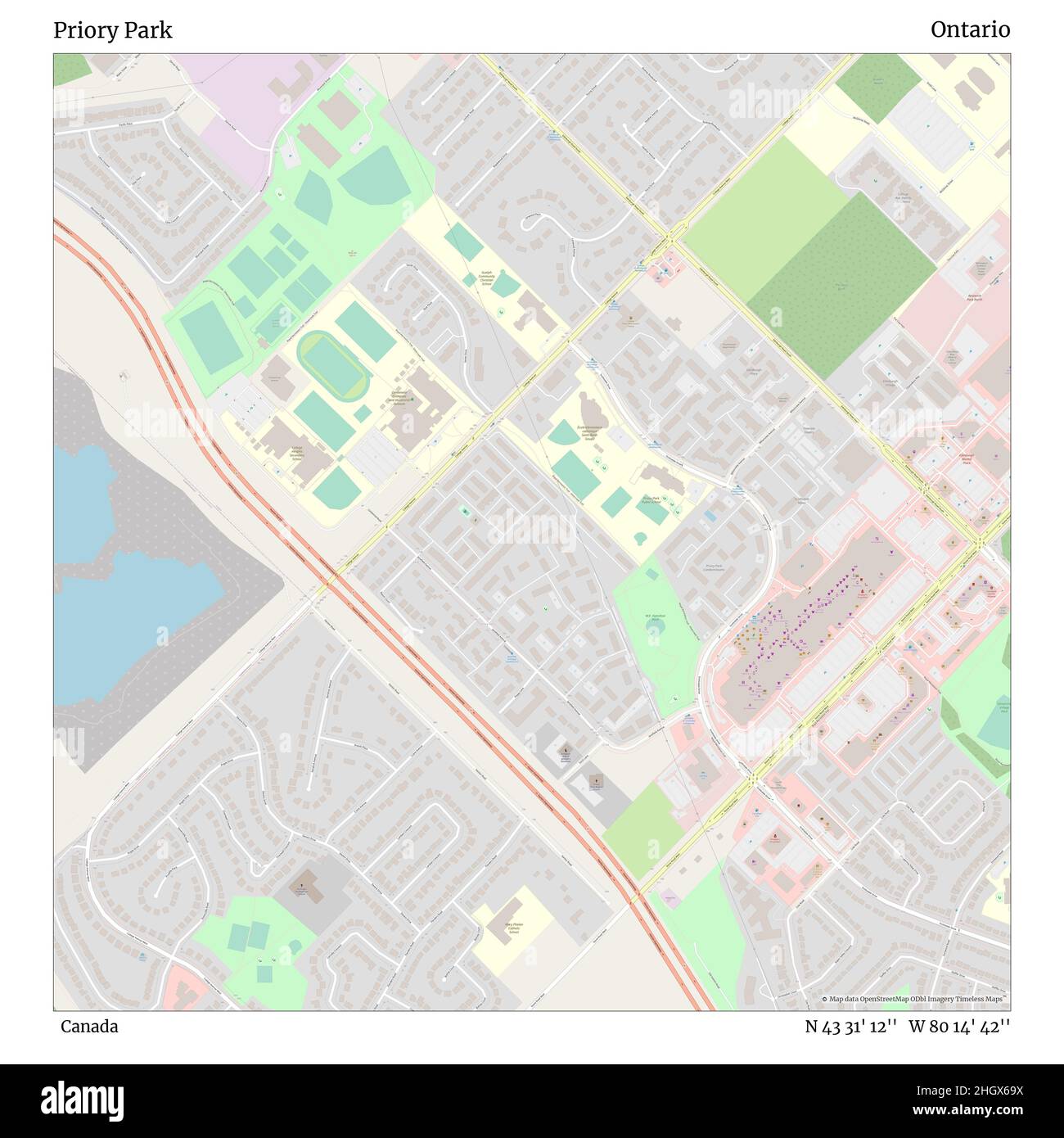 Priory Park, Canada, Ontario, N 43 31' 12'', W 80 14' 42'', map ...