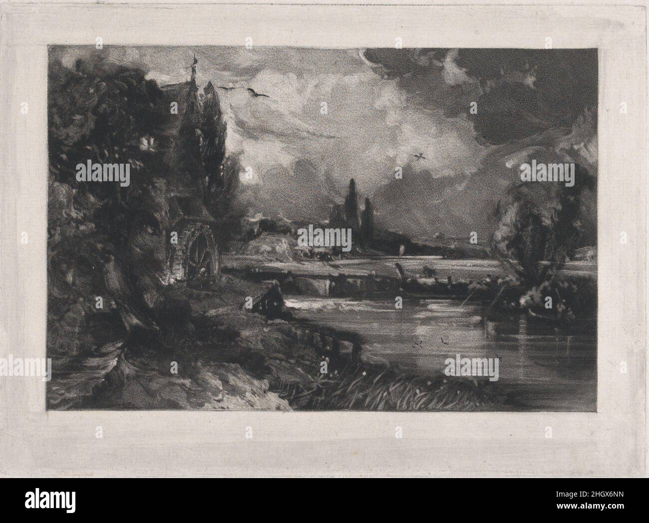 A Mill 1829 David Lucas British View of a rural landscape with a ...