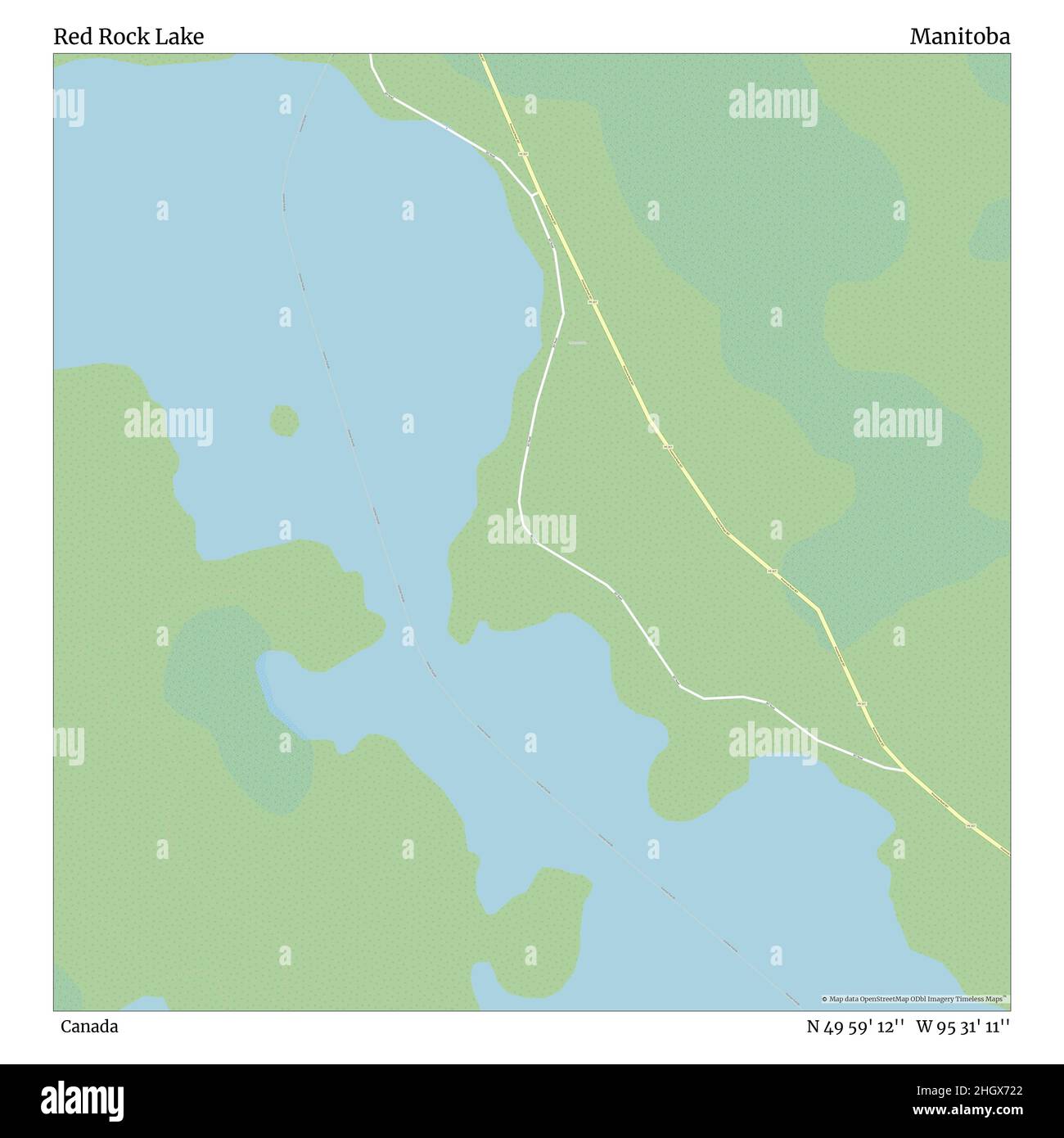 Red Rock Lake, Canada, Manitoba, N 49 59' 12'', W 95 31' 11'', map ...