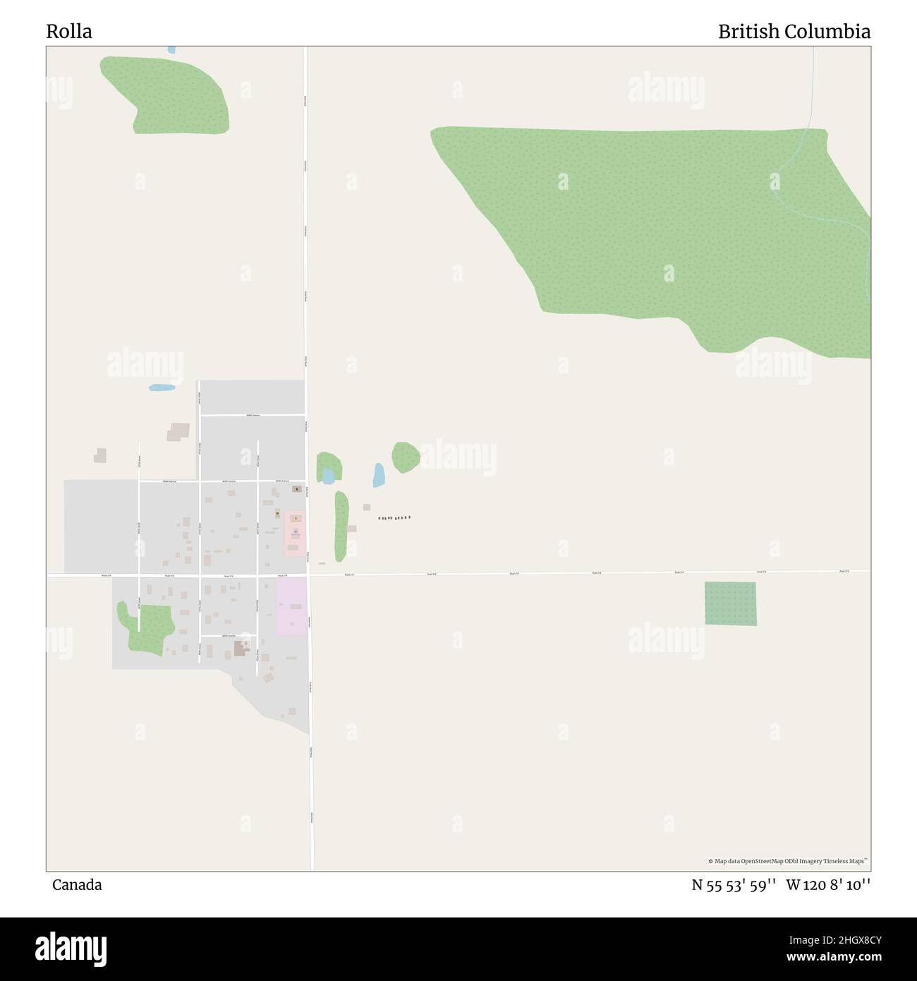 Rolla, Canada, British Columbia, N 55 53' 59'', W 120 8' 10'', map ...