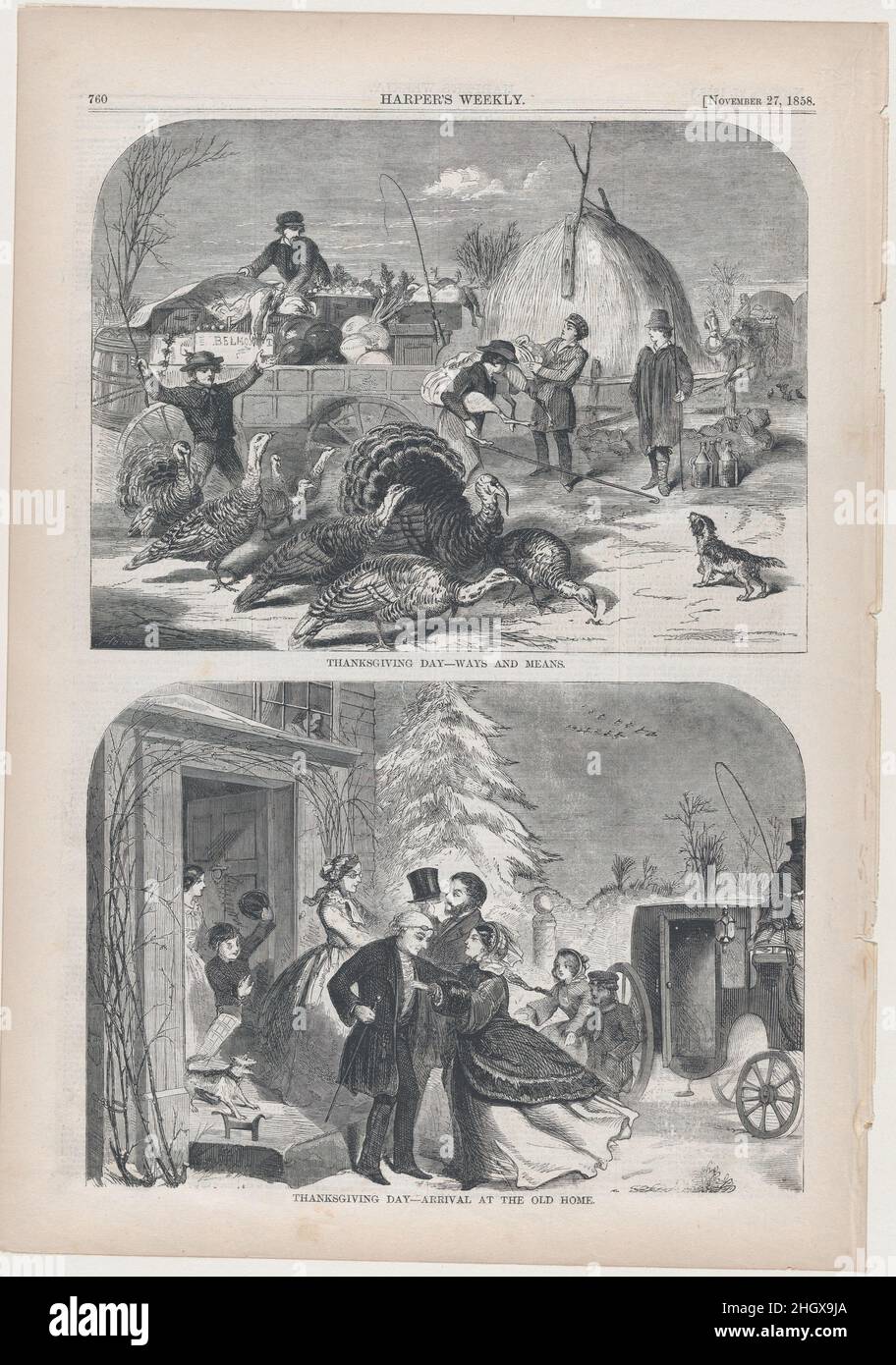 Thanksgiving Day – Arrival At the Old Home (from "Harper's Weekly," Vol ...