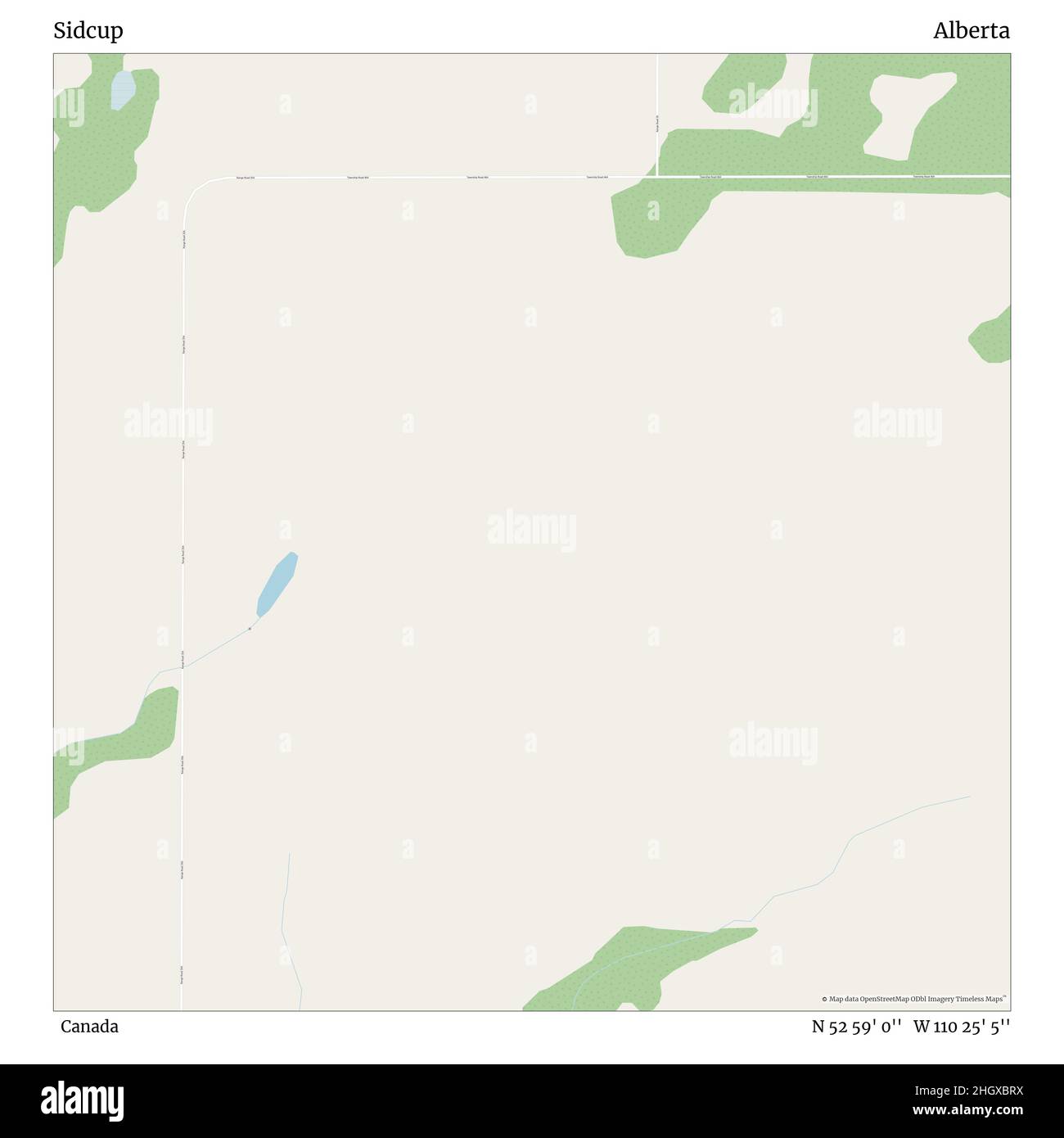 Sidcup, Canada, Alberta, N 52 59' 0'', W 110 25' 5'', map, Timeless Map ...