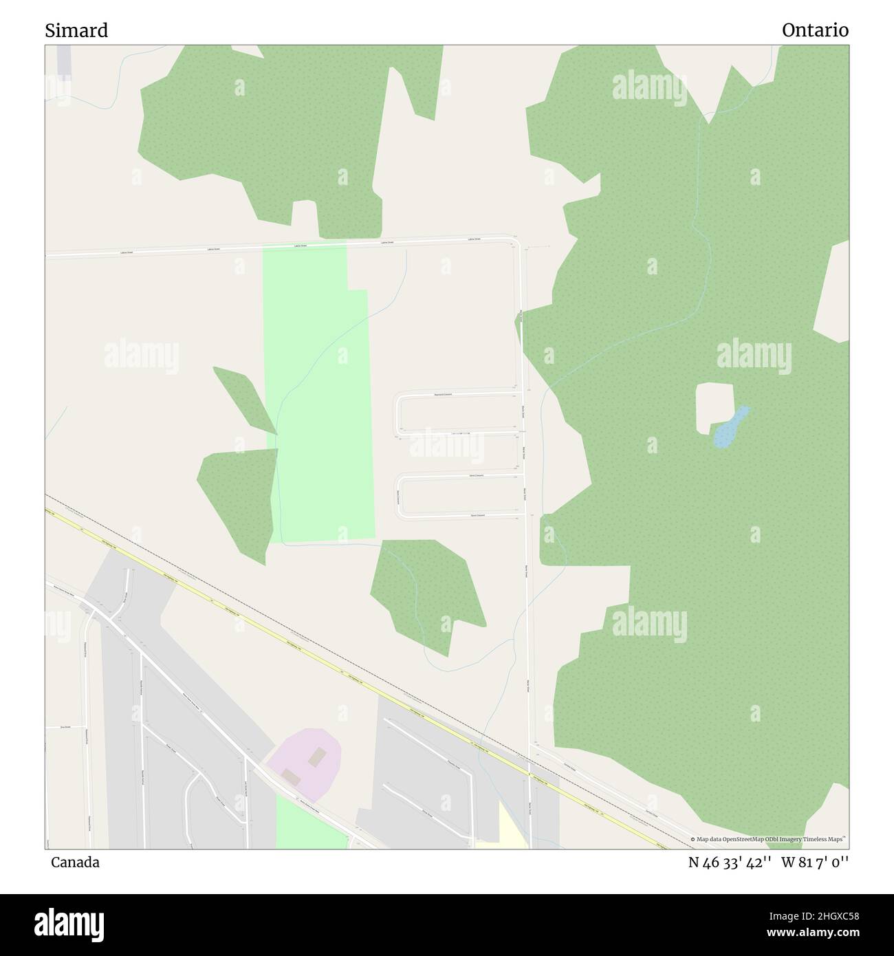 Simard, Canada, Ontario, N 46 33' 42'', W 81 7' 0'', map, Timeless Map ...