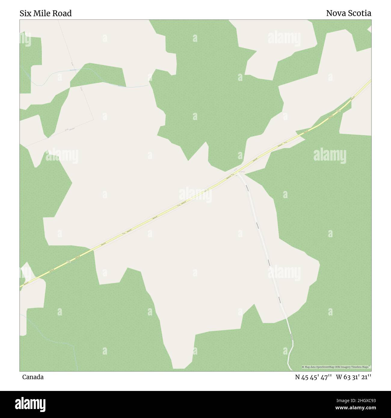 Six Mile Road, Canada, Nova Scotia, N 45 45' 47'', W 63 31' 21'', map ...