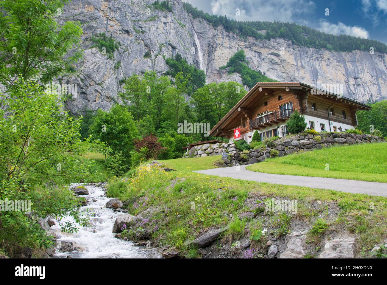 River waterfall from behind grass hi-res stock photography and images ...