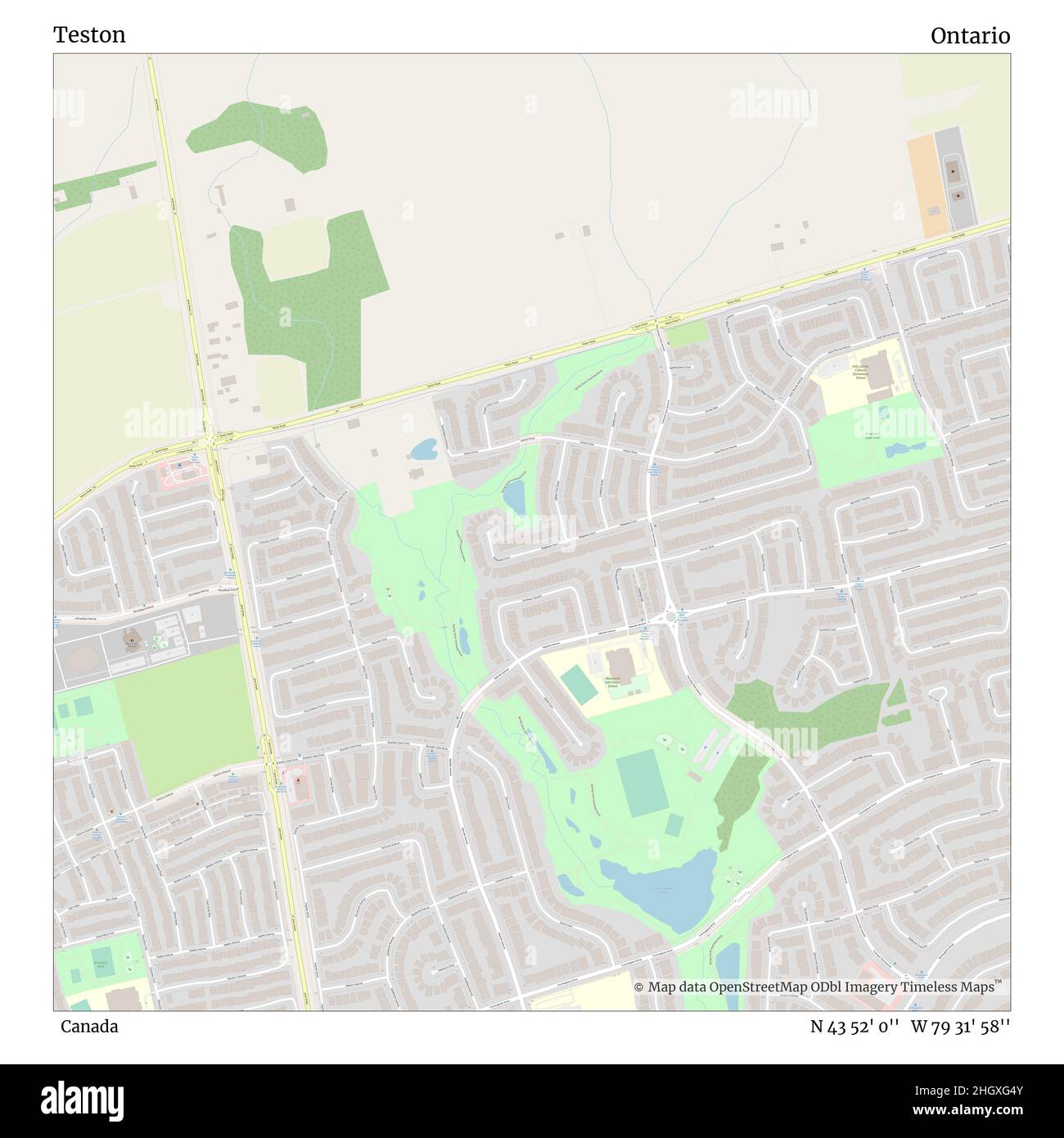 Teston, Canada, Ontario, N 43 52' 0'', W 79 31' 58'', map, Timeless Map ...