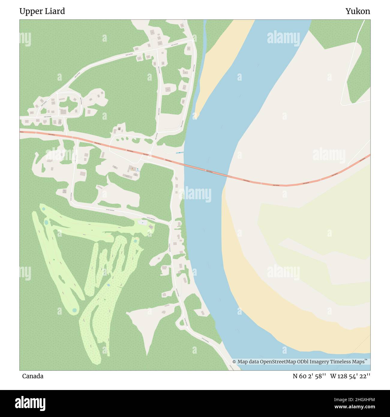 Upper Liard, Canada, Yukon, N 60 2' 58'', W 128 54' 22'', map, Timeless ...