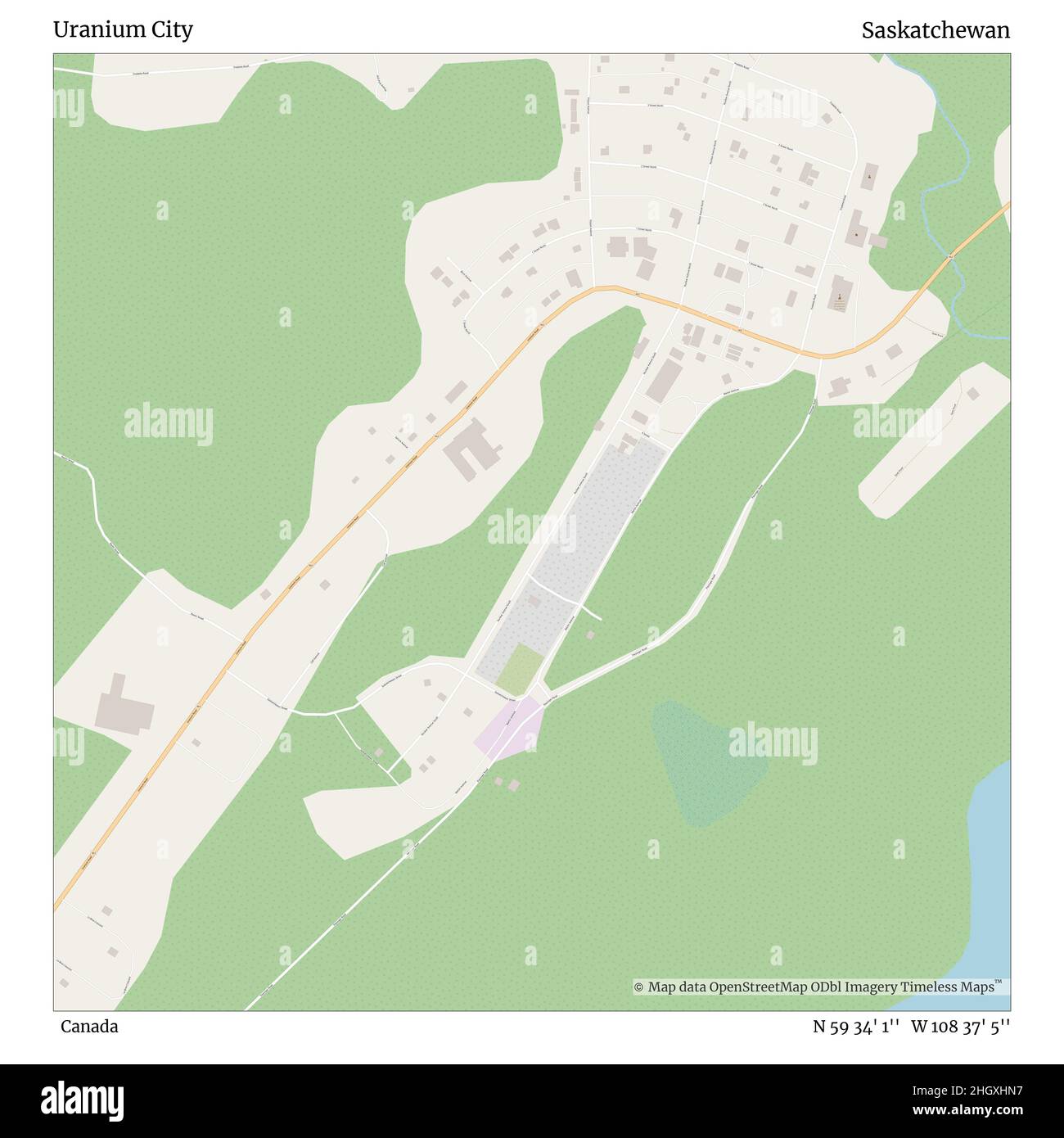 Uranium City, Canada, Saskatchewan, N 59 34' 1'', W 108 37' 5'', map ...