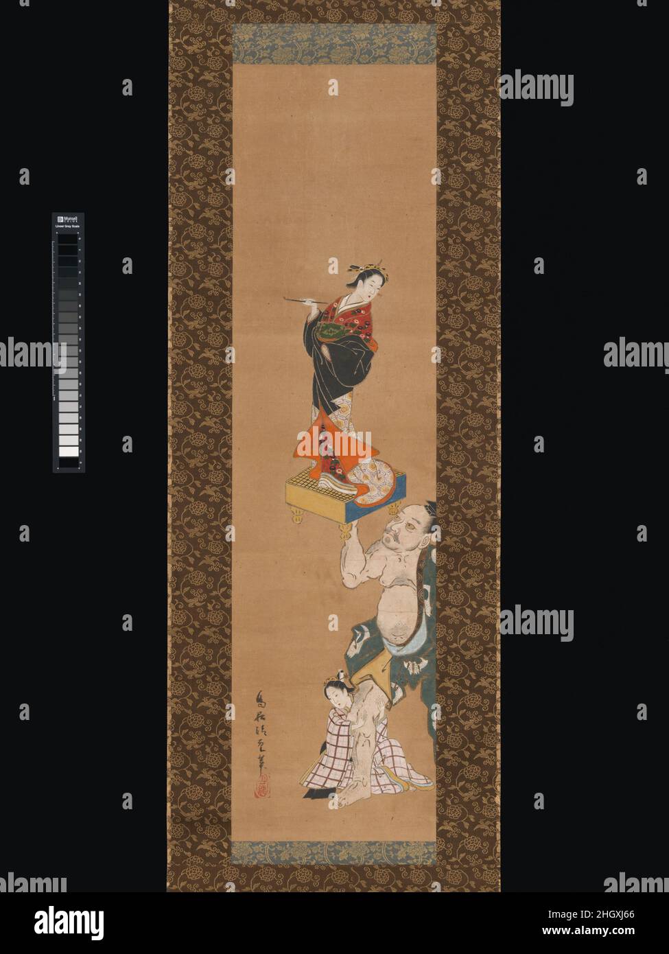 The Warrior Asahina Yoshihide Lifting a Puppet of a Courtesan on a Go ...