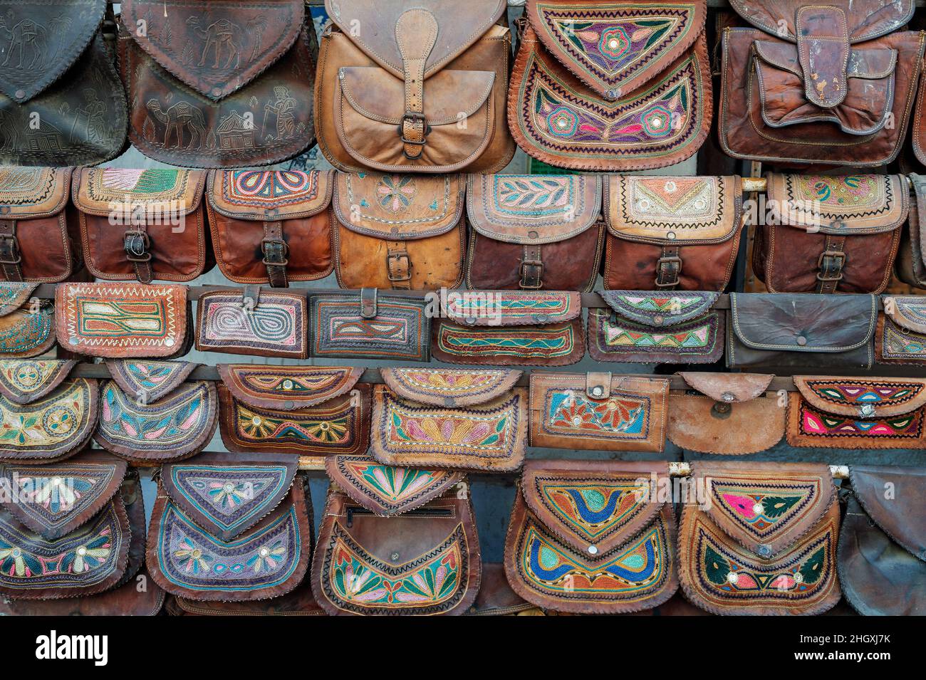 Handcrafted bags made of leather in the city of Kolkata, West Bengal ...