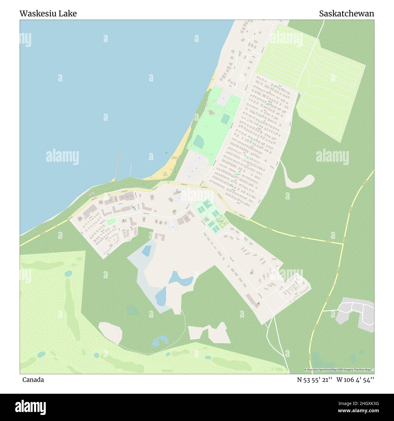 Waskesiu Lake, Canada, Saskatchewan, N 53 55' 21'', W 106 4' 54'', map ...