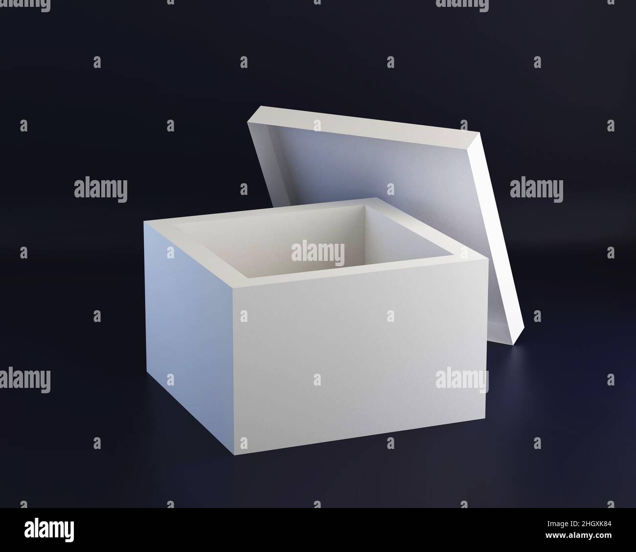 Simple blank cardboard open box with lid, 3d rendered Stock Photo - Alamy