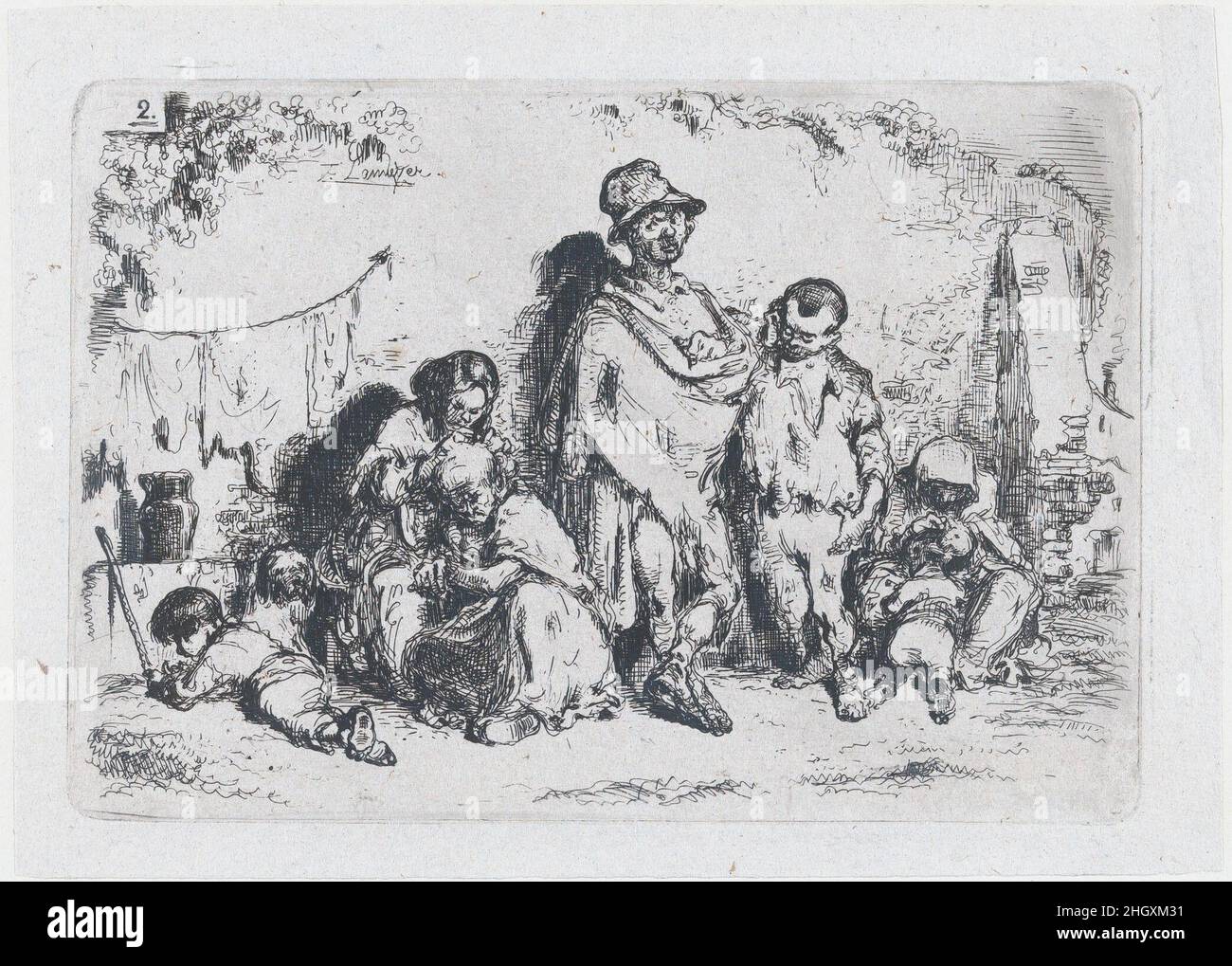 Plate 2: a group of people in the street, possibly beggars, from the ...