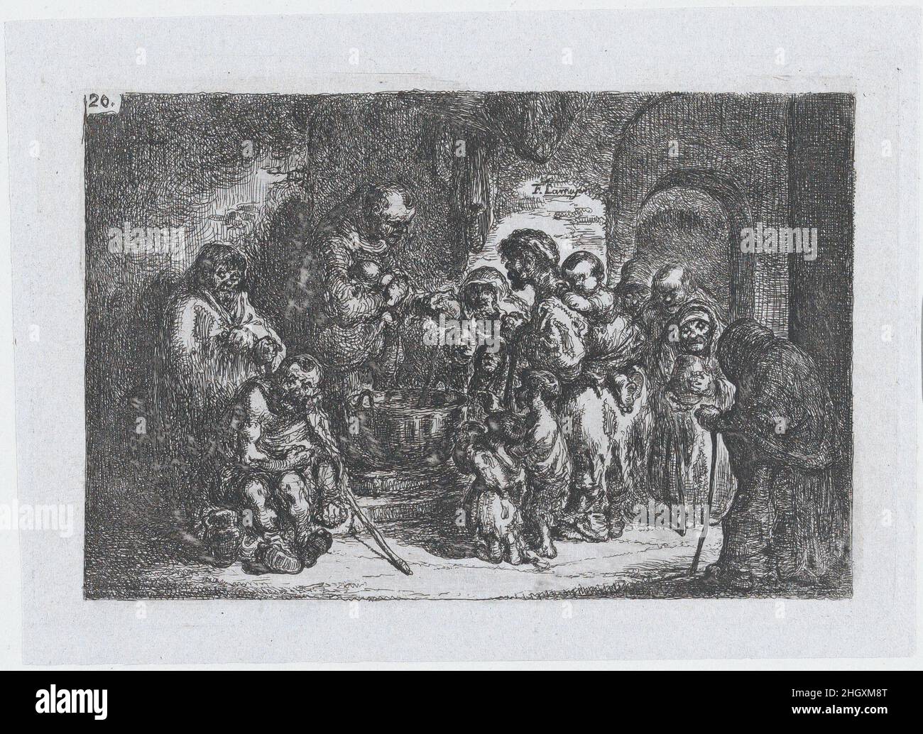 Plate 20: a priest giving food to the poor, from the series of customs ...