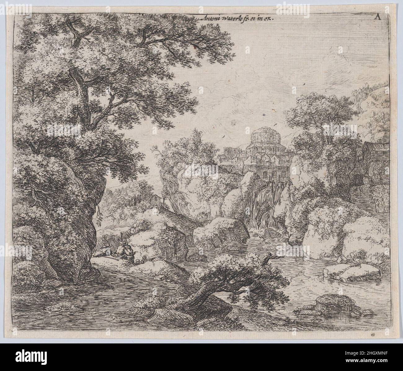 The Dome and the Waterfall 17th century Etched by Anthonie Waterloo ...