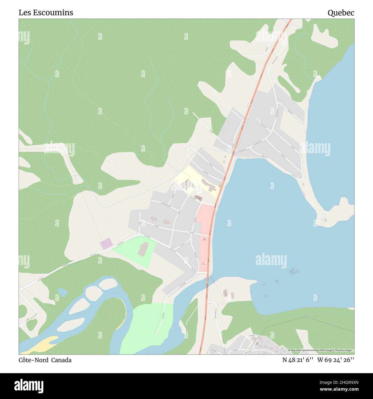 Les escoumins map hi-res stock photography and images - Alamy