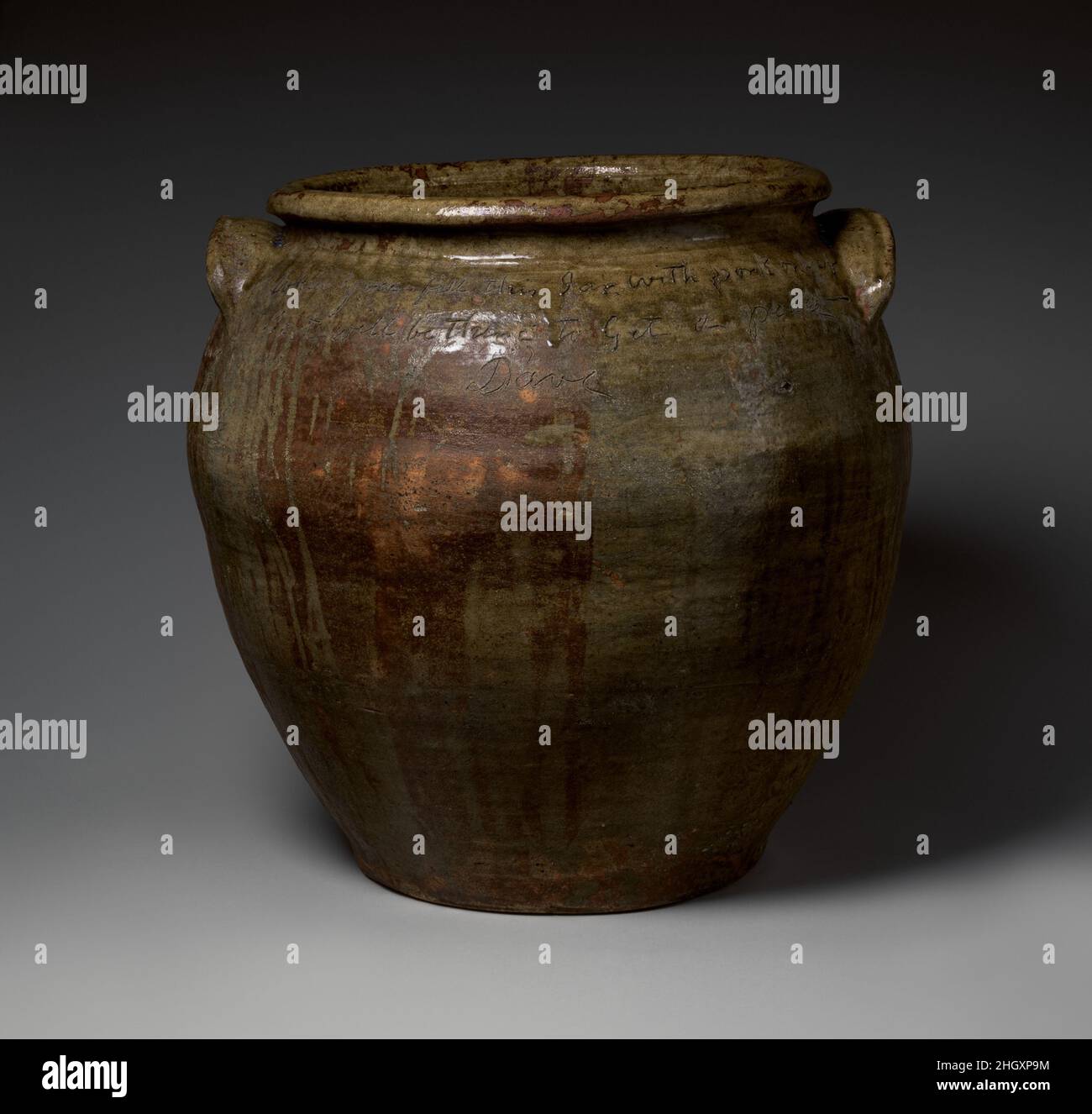 Storage jar 1858 David Drake Inscription: "this jar is to Mr Segler who ...