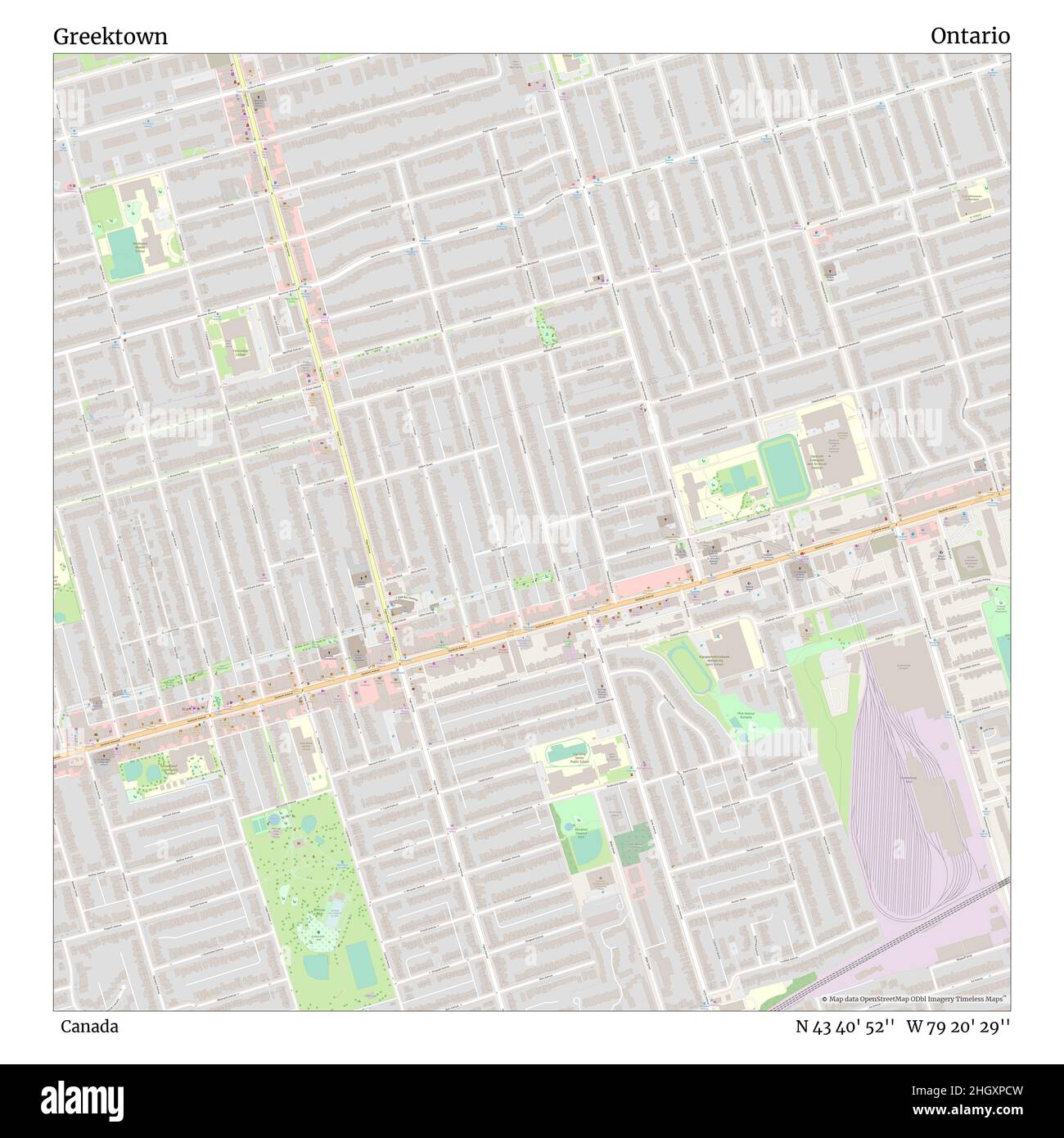 Greektown, Canada, Ontario, N 43 40' 52'', W 79 20' 29'', map, Timeless ...