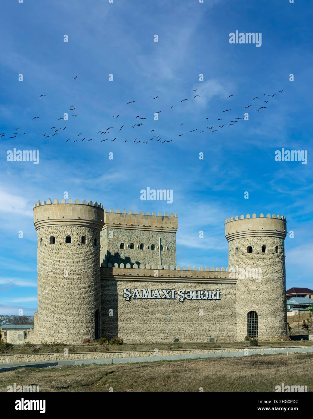 Shamakhi, Azerbaijan - January 06 2022- Shamakhi castle by the highway ...