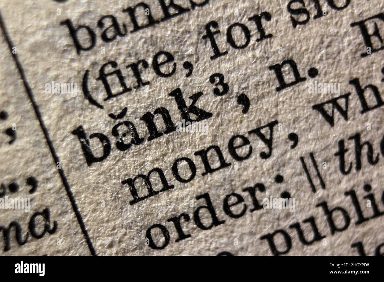 Definition of word bank on dictionary page, close-up Stock Photo - Alamy