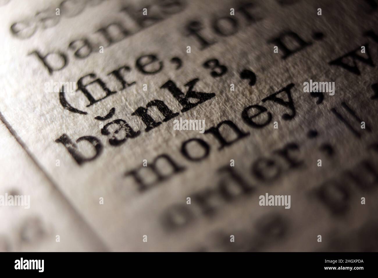 Definition of word bank on dictionary page, close-up Stock Photo - Alamy