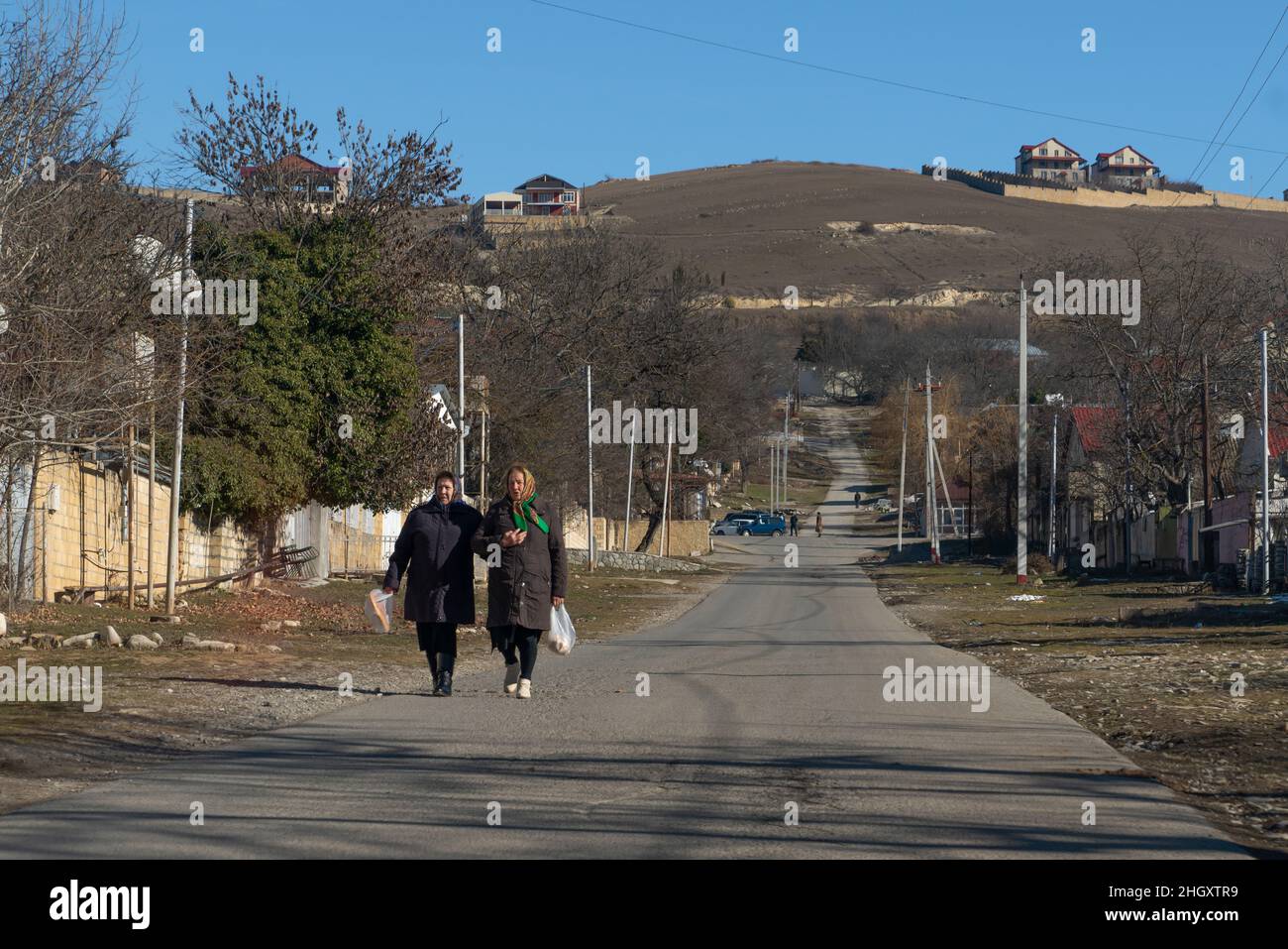Shamakhi, Azerbaijan - January 07 2022- View of village with old ...