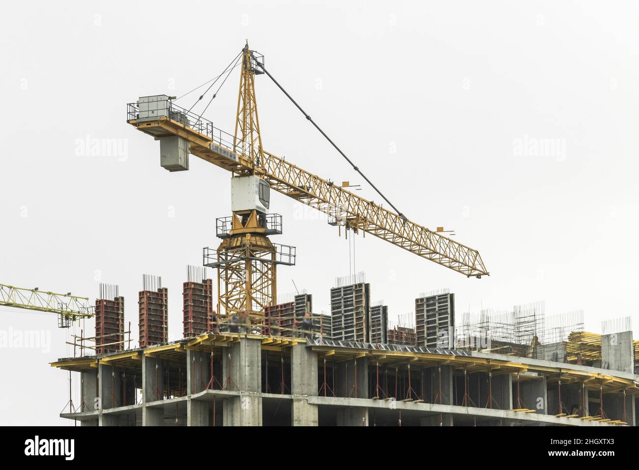 Tower crane, development of urban structures and construction of houses ...