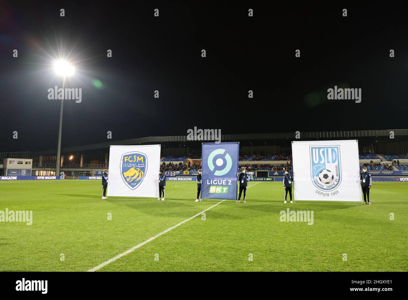 Protocole before match during the French championship Ligue 2 football ...