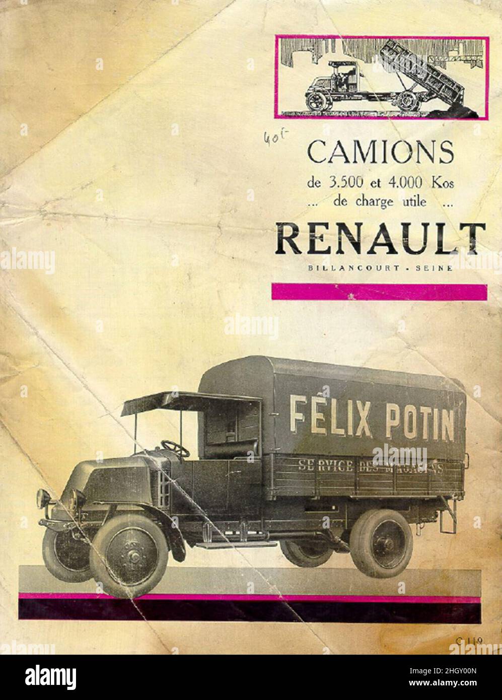A vintage advertising poster for Renault trucks Stock Photo - Alamy