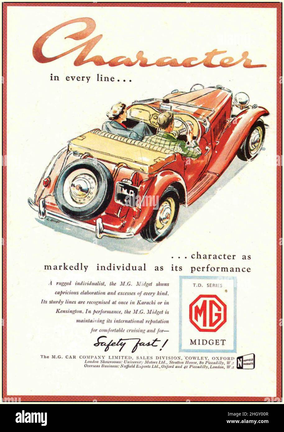 A vintage advertising poster for the MG Midget car Stock Photo - Alamy