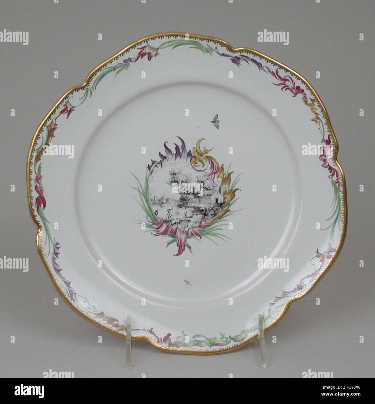 Plate 1748–54 French, Strasbourg Faience, or tin-glazed and enameled ...