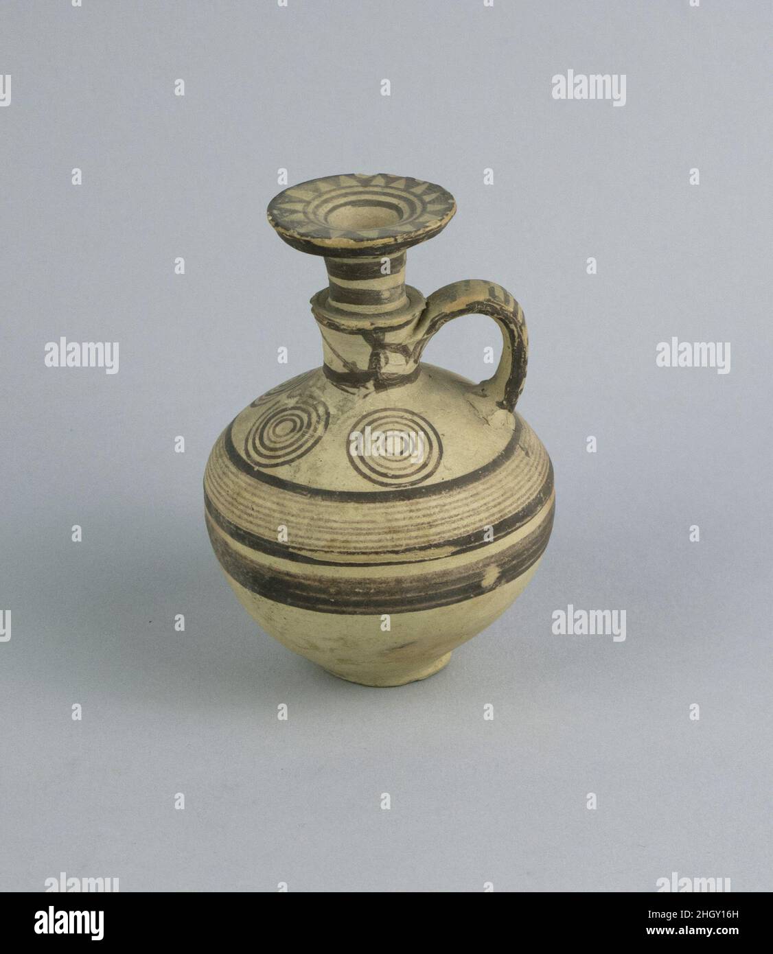 Jug Cypriot Handle-ridge jug with bands and concentric circles.. Jug ...