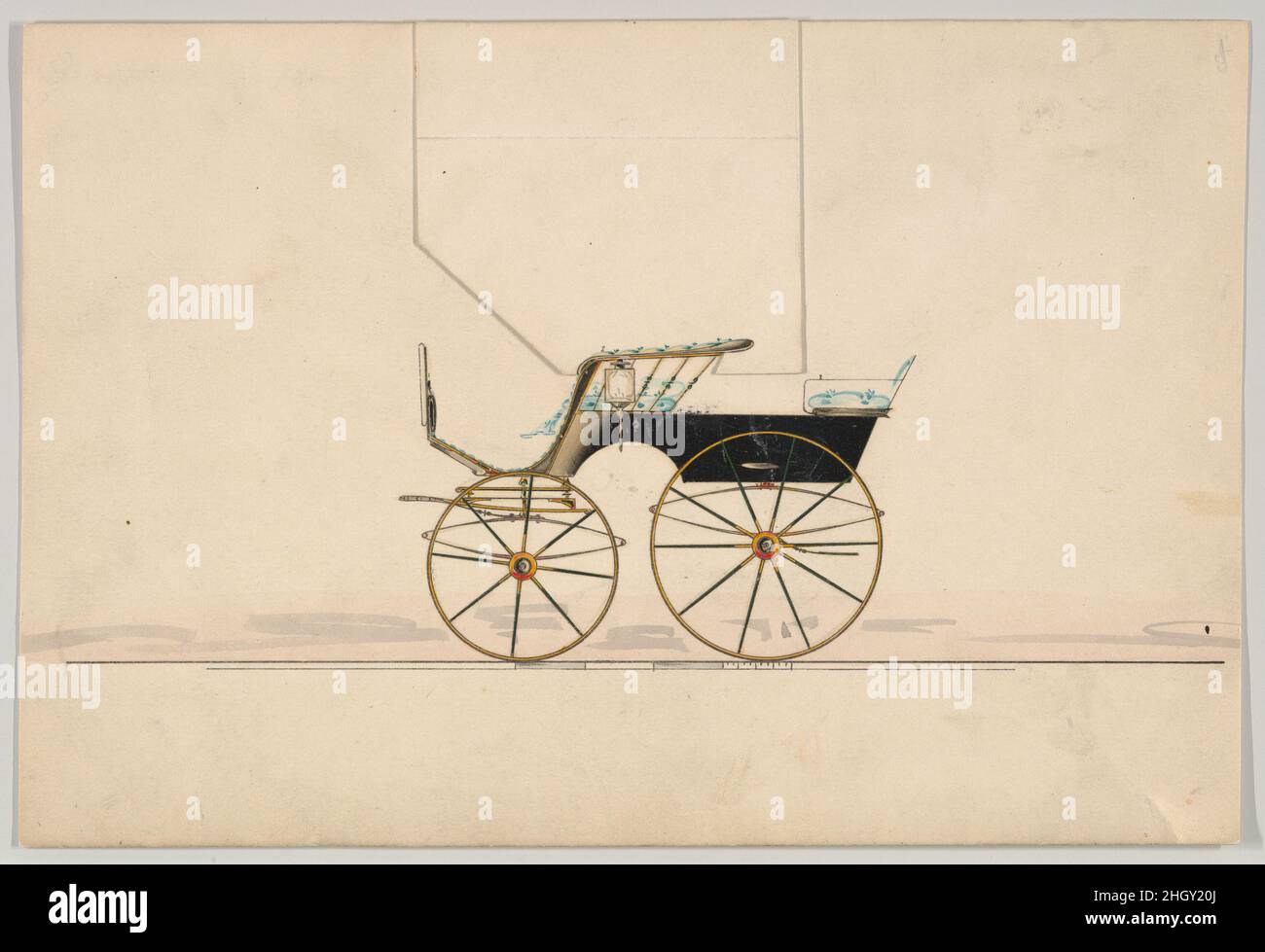 Design for 4 seat Phaeton, no top (unnumbered) 1850–70 Brewster & Co ...