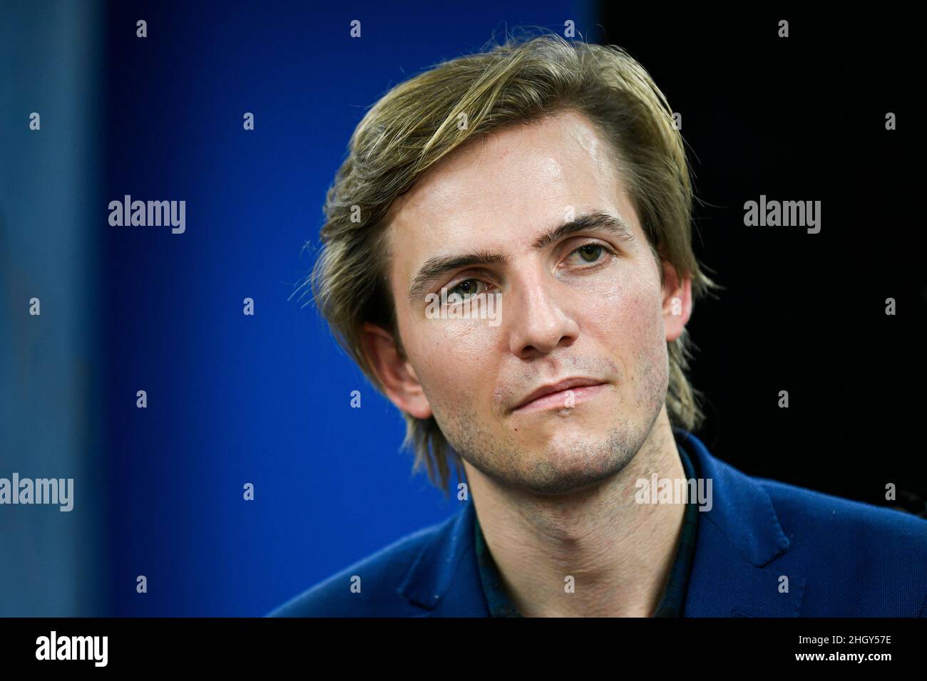 Erik Tegner during an event where Marine Le Pen receives journalists at ...