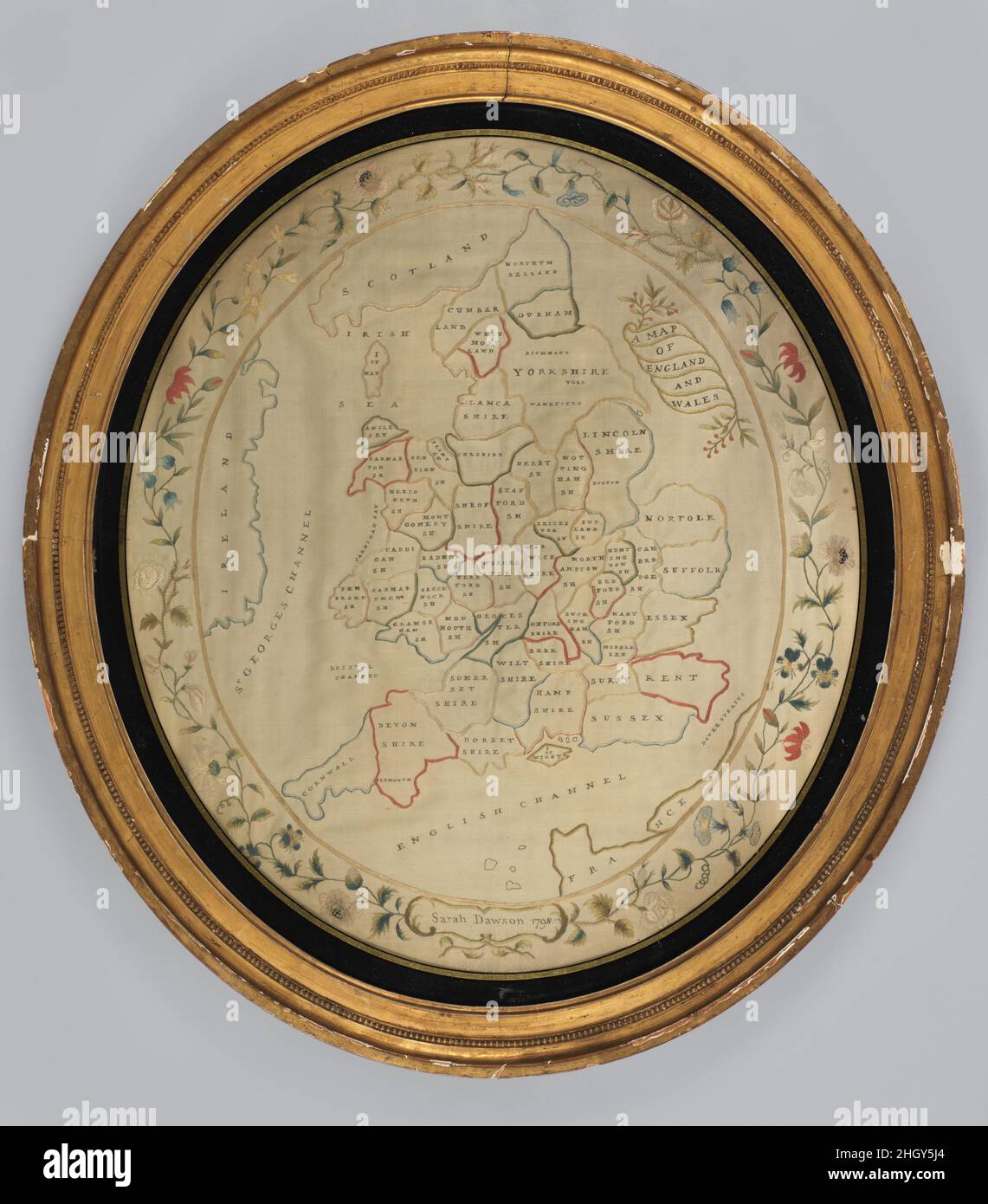 Embroidered map sampler 1798 British. Embroidered map sampler. British ...