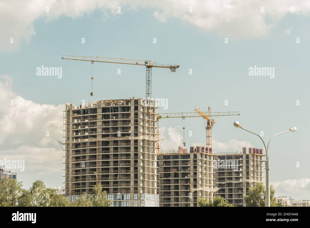 Tower crane, development of urban structures and construction of houses ...