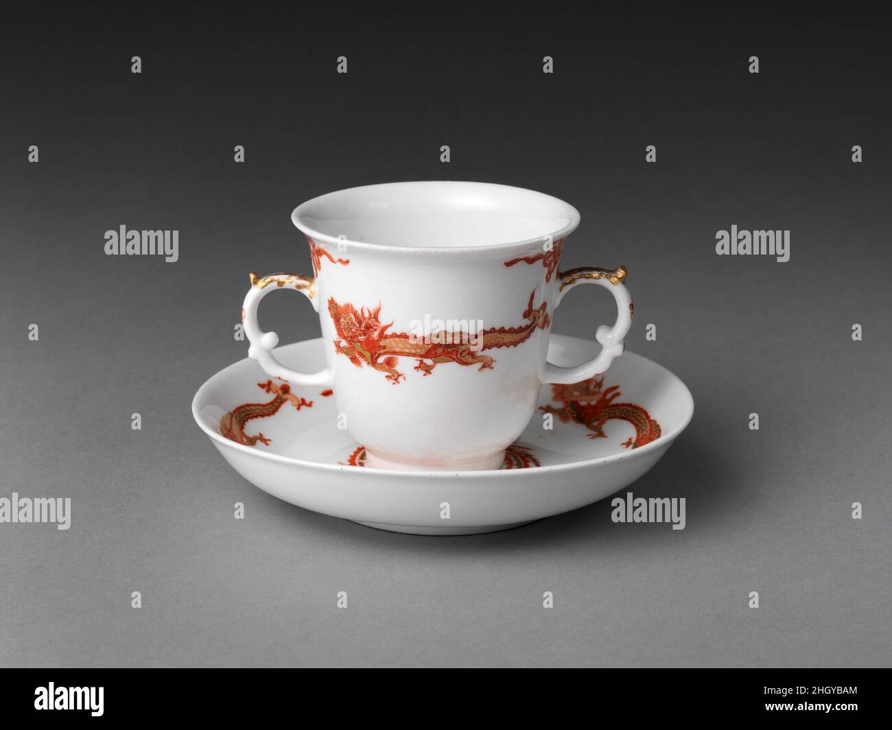 Chocolate cup and saucer with dragons and phoenixes ca. 1739 Meissen ...