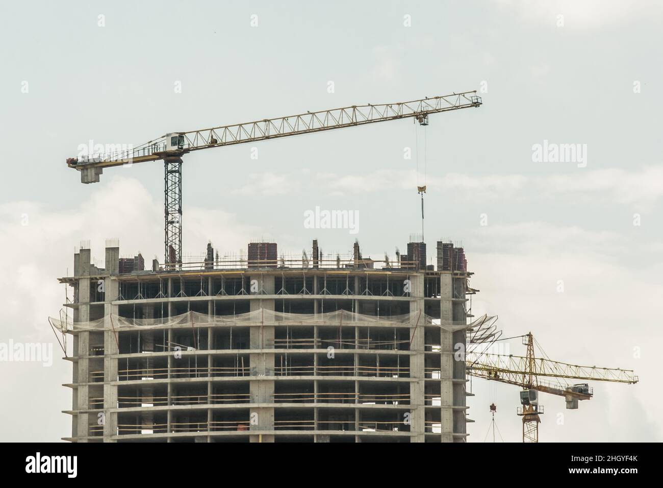 Tower crane, development of urban structures and construction of houses ...