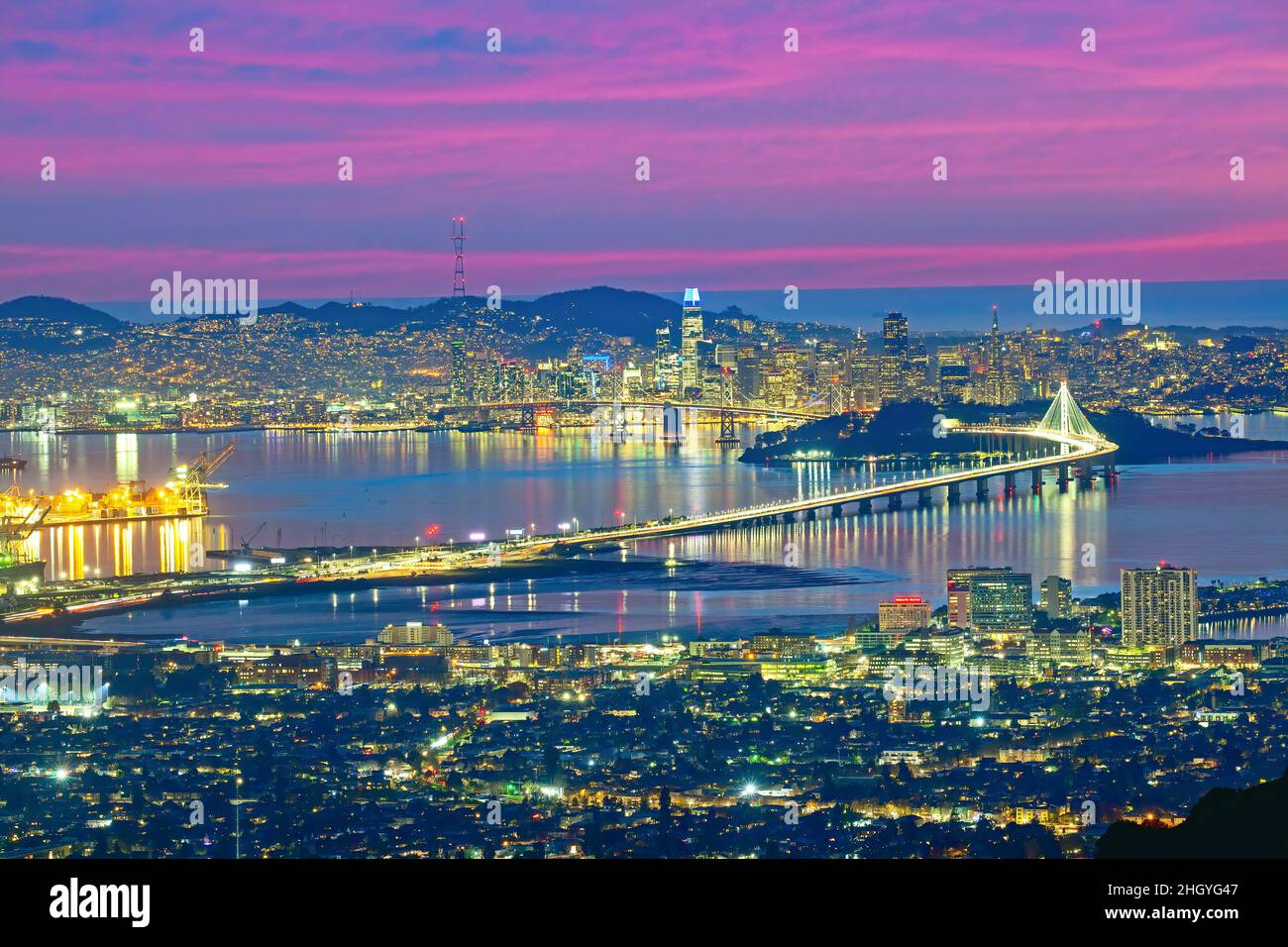 San Francisco Bay Cityscape at Night Stock Photo - Alamy