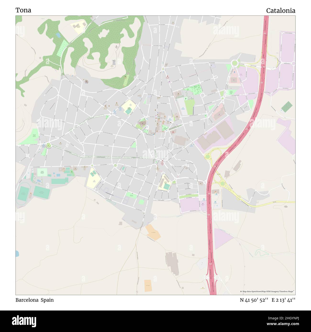 Tona, Barcelona, Spain, Catalonia, N 41 50' 52'', E 2 13' 41'', map ...