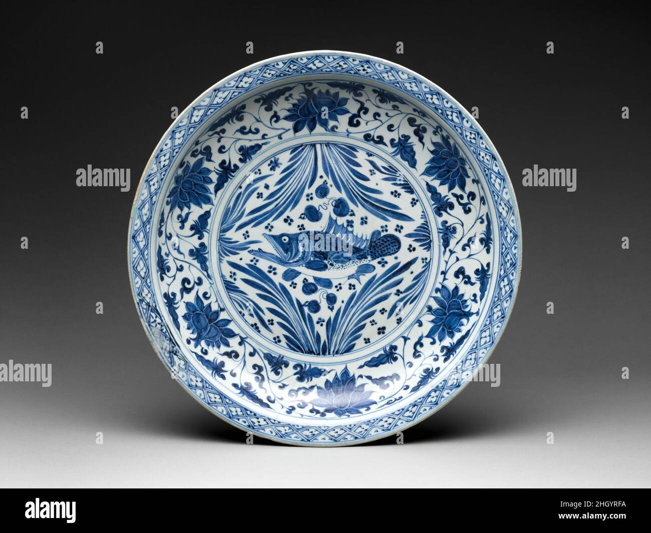 Plate with Carp mid-14th century China Close examination of the cobalt ...
