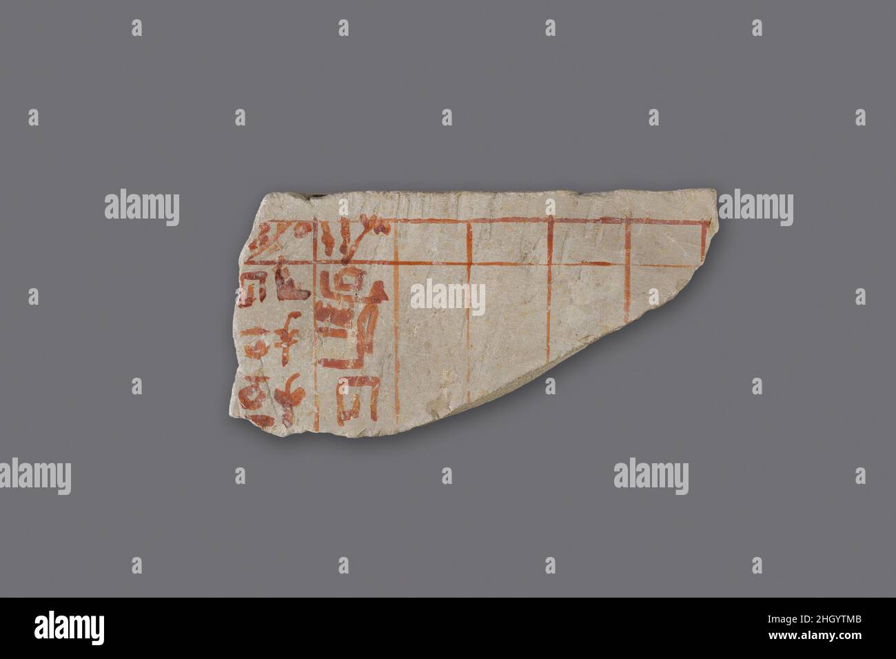 Ostracon with a grid giving days of the months in hieratic against ...