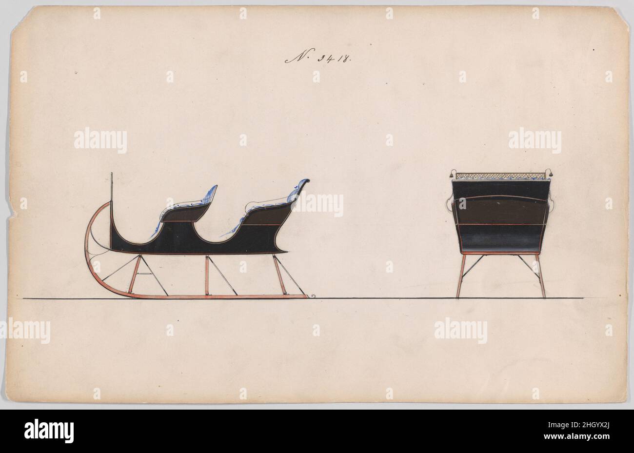 Design for 4 Seat Sleigh, no. 3418 1878 Brewster & Co. American ...