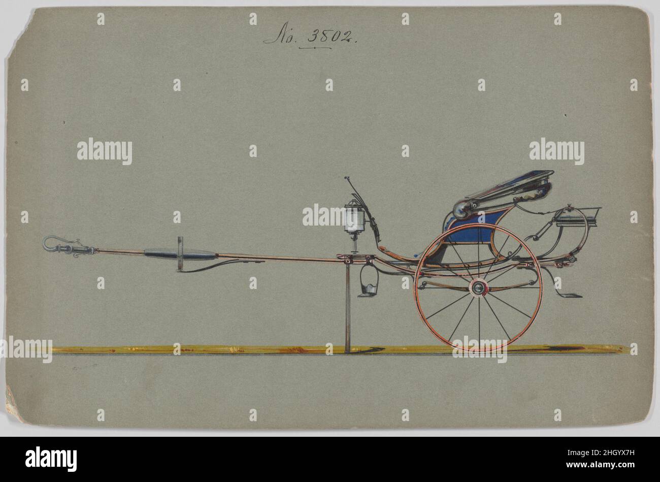 Curricle #3802 1883 Brewster & Co. American Carriage design drawing for ...