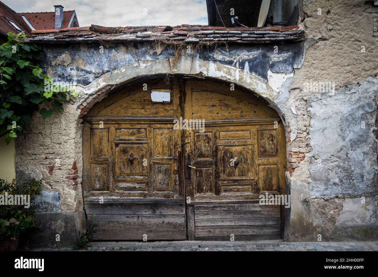 Picture of an old wooden gate, made of wood, used as an entrance gate ...