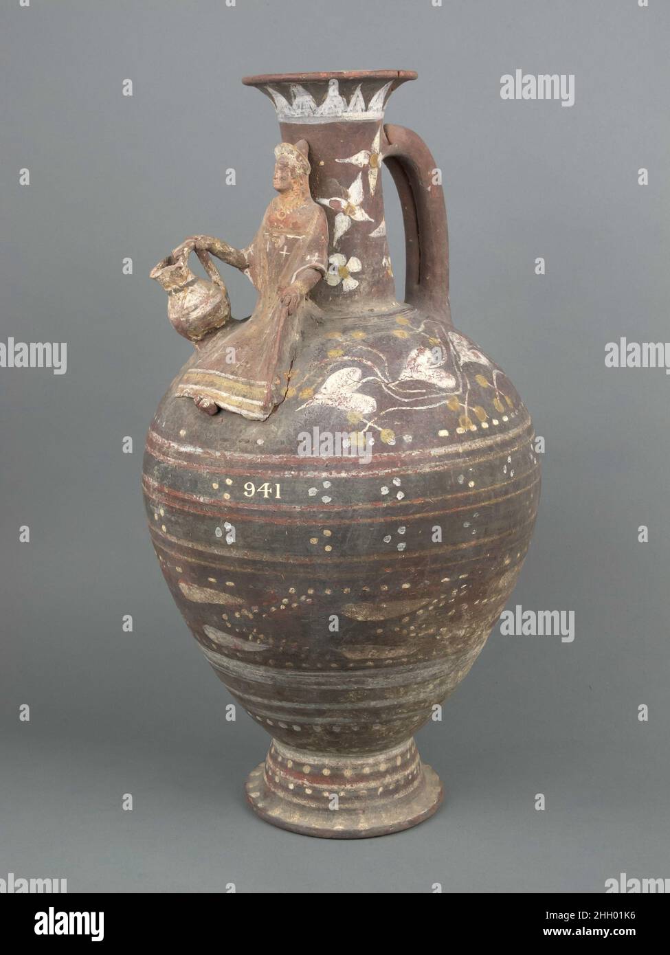 Vase 400–310 B.C. Cypriot "Woman-and-pitcher" vase with ivy and olive ...