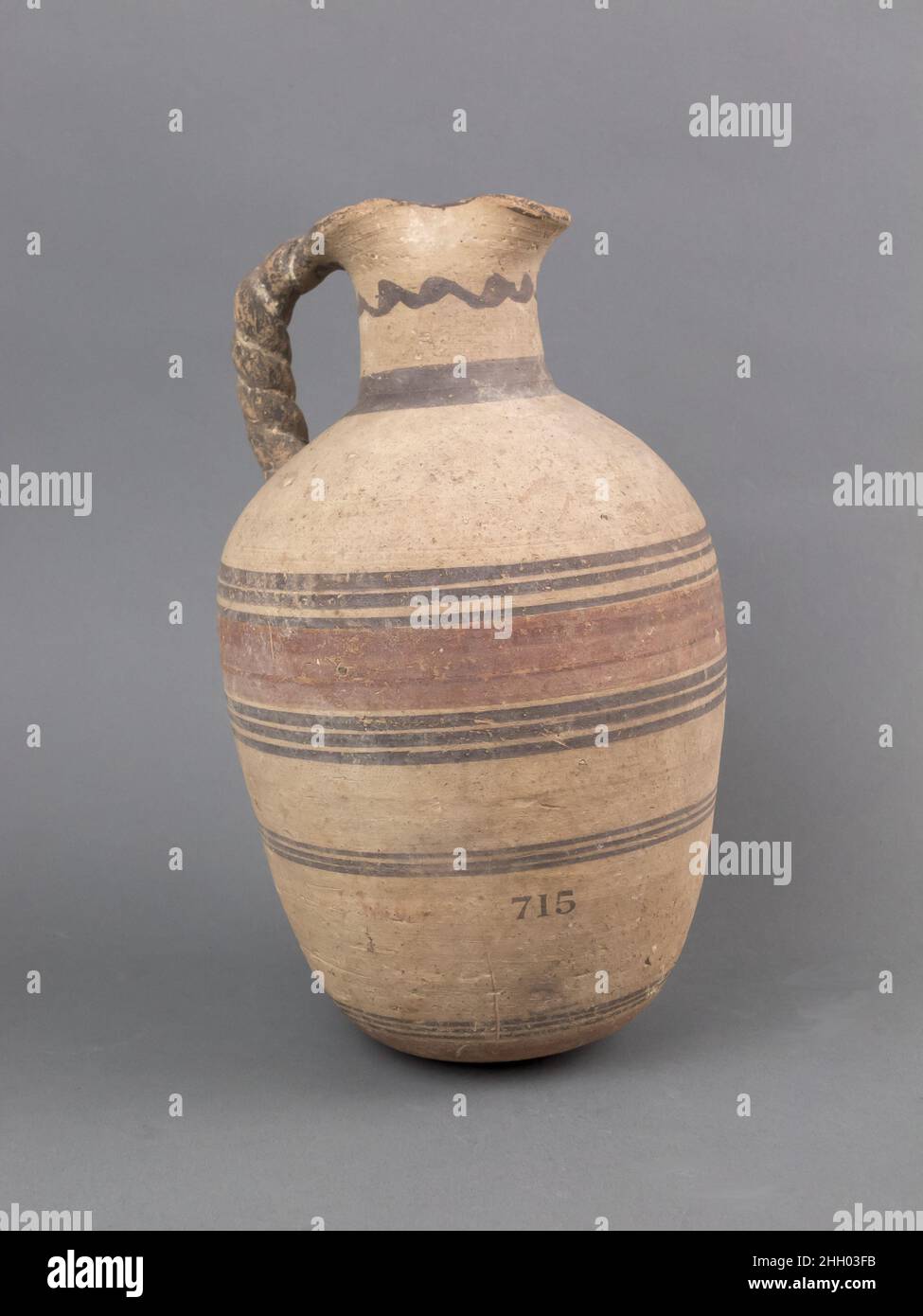 Oinochoe Cypriot Twisted handle, no foot, and horizontal bands ...