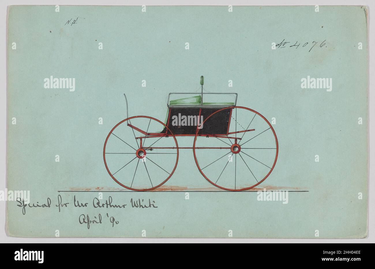 Design for Dog Cart or 2 Wheeler, no. 4076 1890 Brewster & Co. American ...